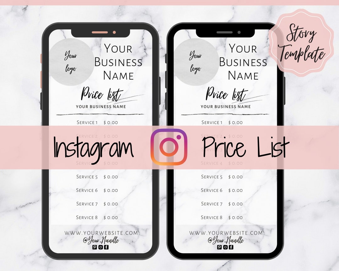 Instagram Template PRICE LIST Instagram Story Price List Template for ...