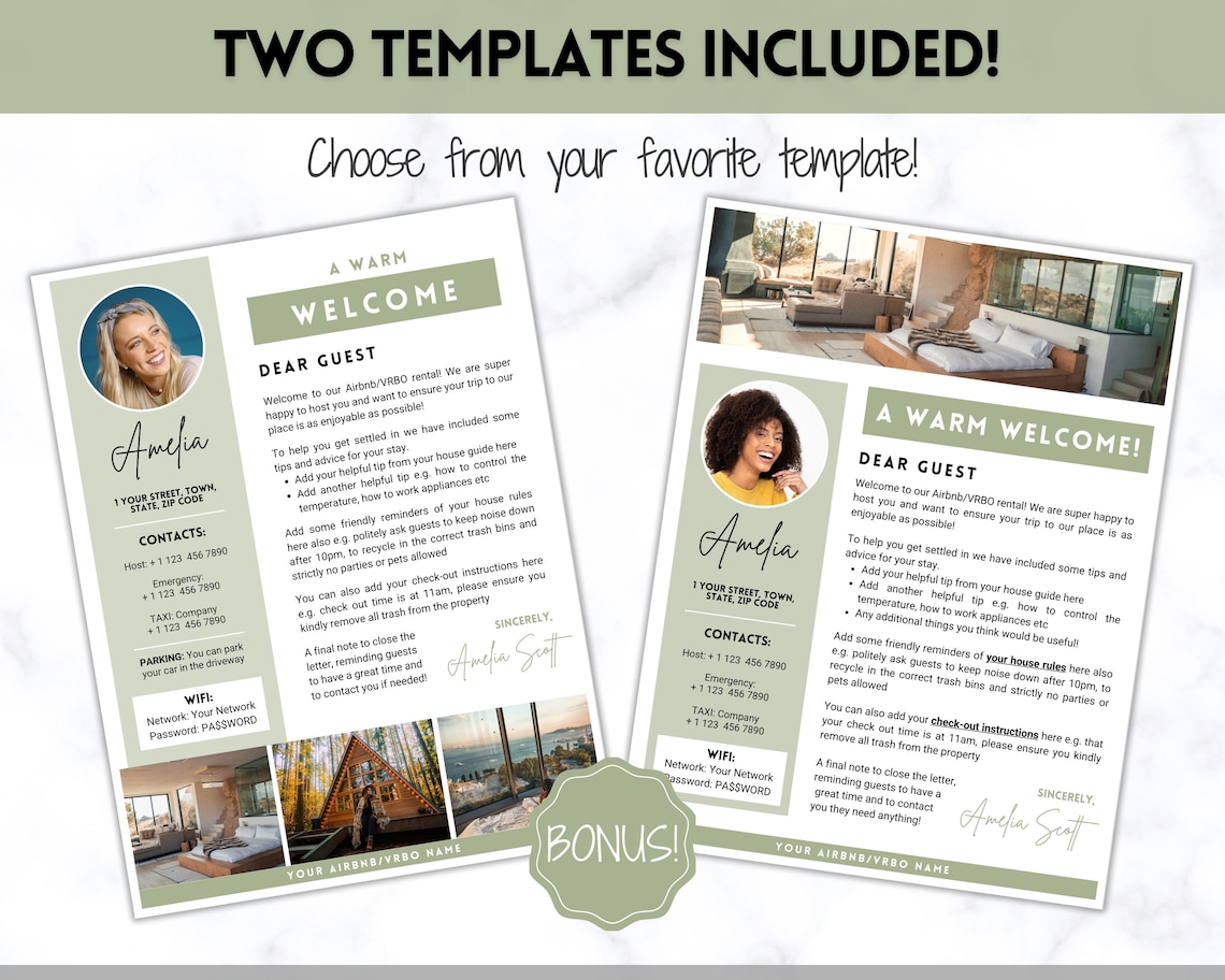 Welcome LETTER Template, Airbnb & VRBO, Editable Canva Air Bnb House ...