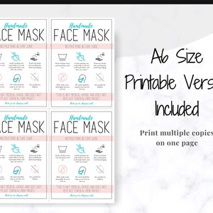 Face Mask LABEL CARE CARD, How to Handle Order Card, Face Mask ...