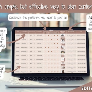 30 Day Content Calendar, Editable Social Media Planner, Google Sheets ...