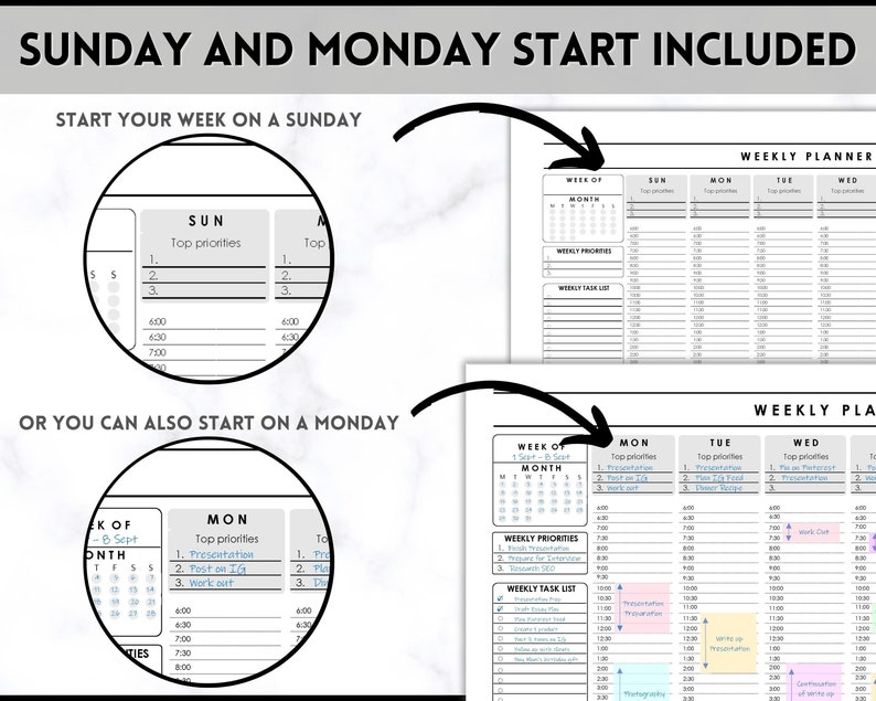 EDITABLE Weekly Planner Printable, Daily Hourly Planner, Weekly ...