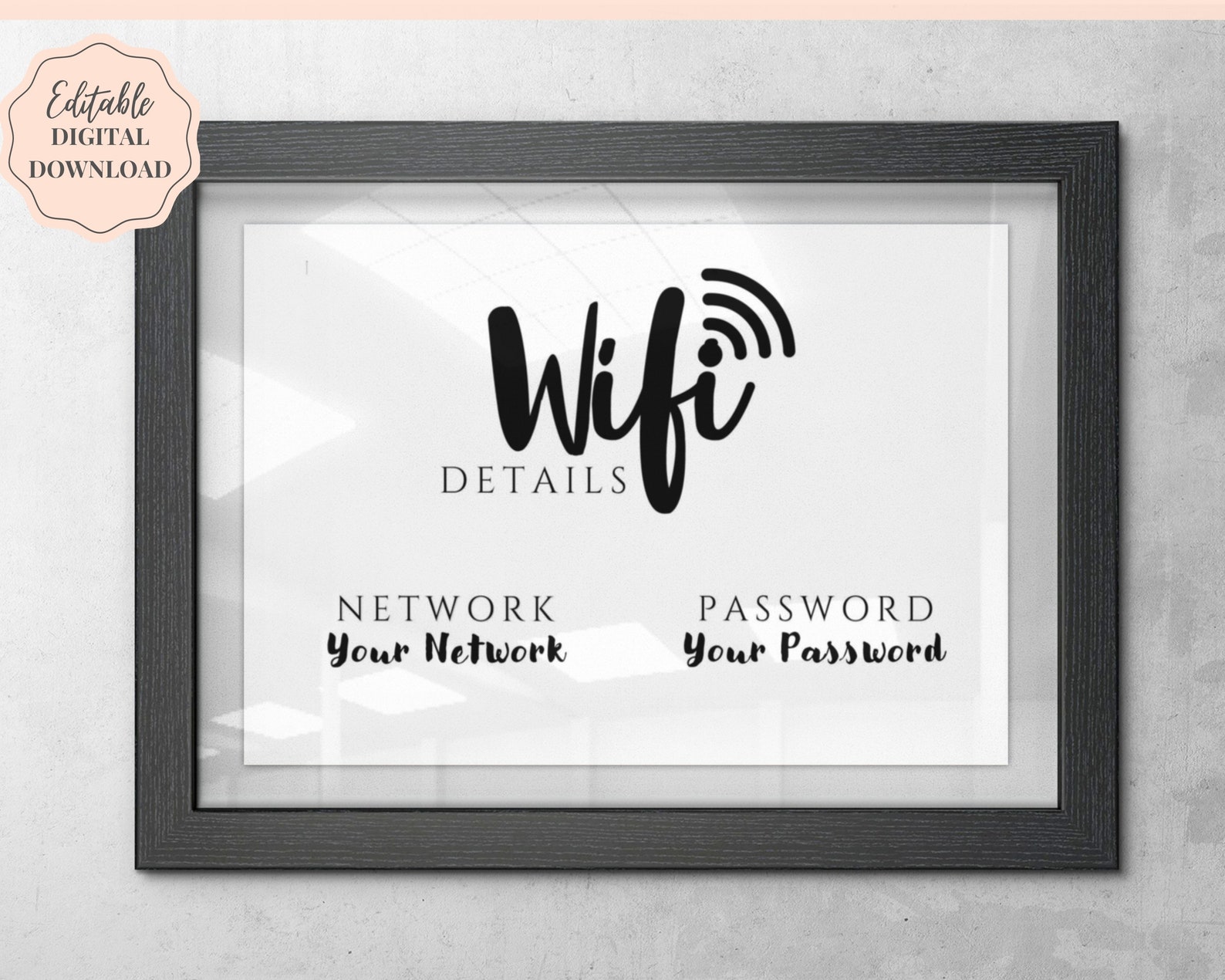 Wifi Password Sign Editable Wifi Sign Printable Template Be | Etsy