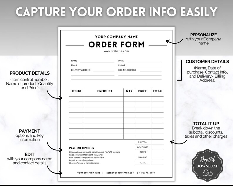 Order Form Template EDITABLE Order Form Bundle Canva - Etsy