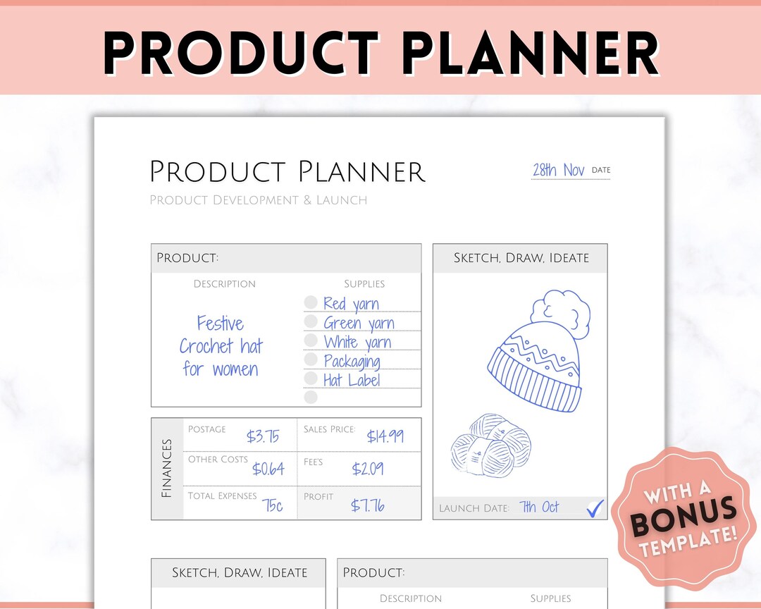 Product Planner Template, Small Business Plan, Printable Product Launch ...