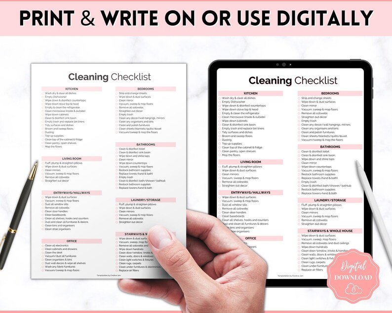 Master Cleaning Checklist Printable Cleaning Planner - Etsy UK