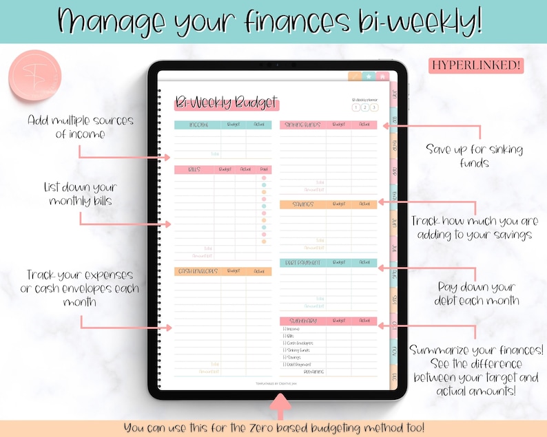 Digital Biweekly Budget Planner DIGITAL Planner Budget by - Etsy