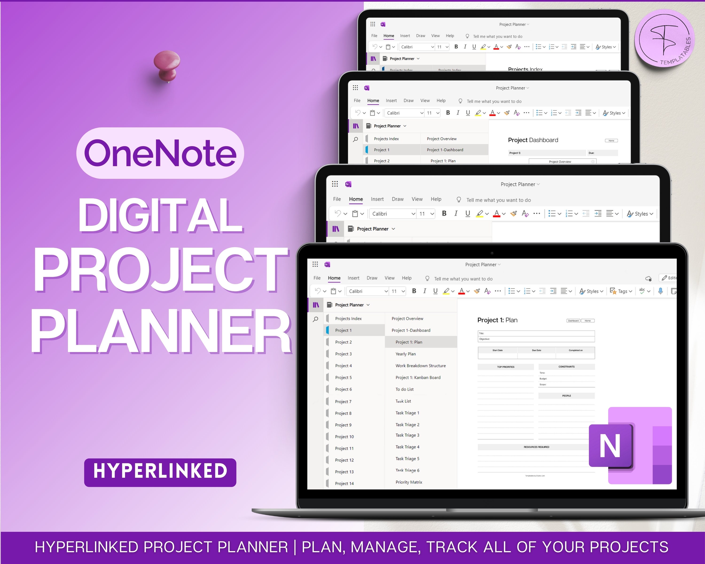 Onenote Project Planner! Project Tracker, Project Management, Digital ...