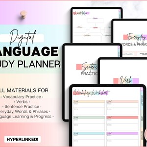 Digital Language Learning Planner, Study Korean, Japanese, Spanish, French, English, Language ...