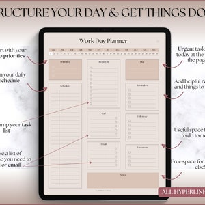 Digital Work Planner, Work Day Organizer, Daily Planner, Work From Home ...