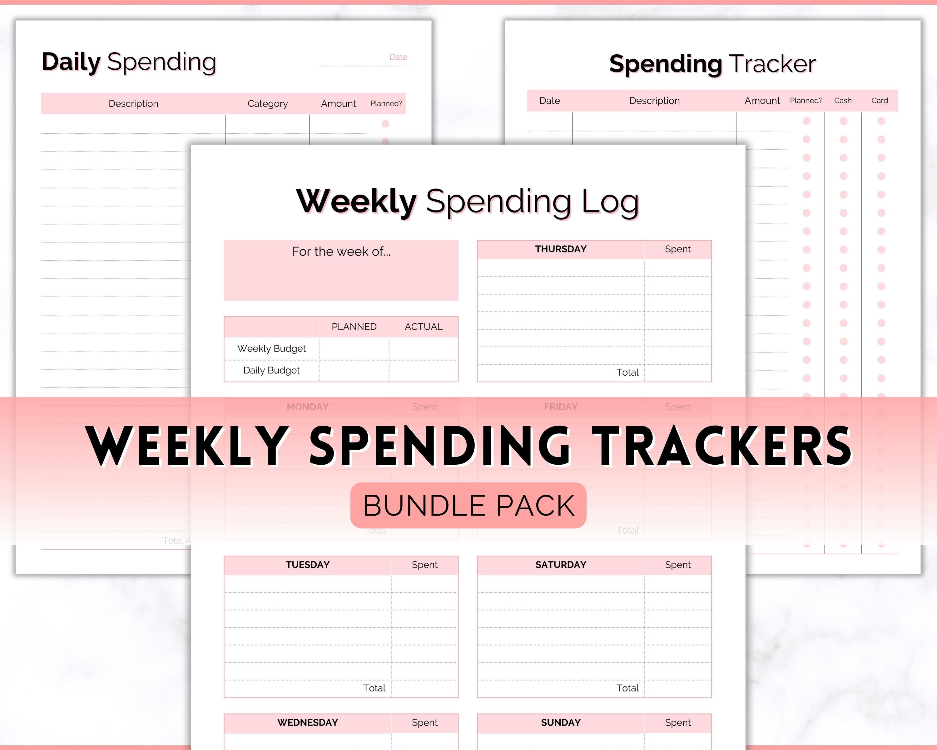 Weekly Spending Tracker, Printable Spending Log, Weekly Budget Planner ...