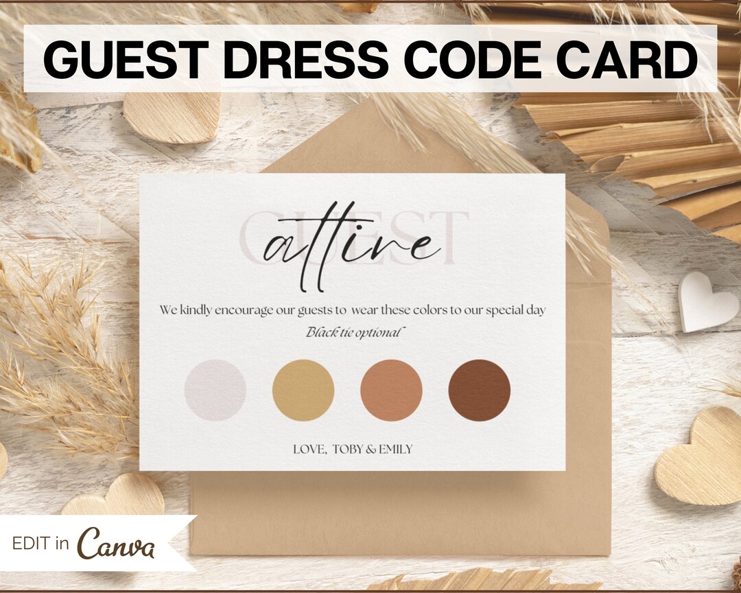 EDITABLE Wedding Dress Code Card, Guest Attire Color Code Card, Attire ...