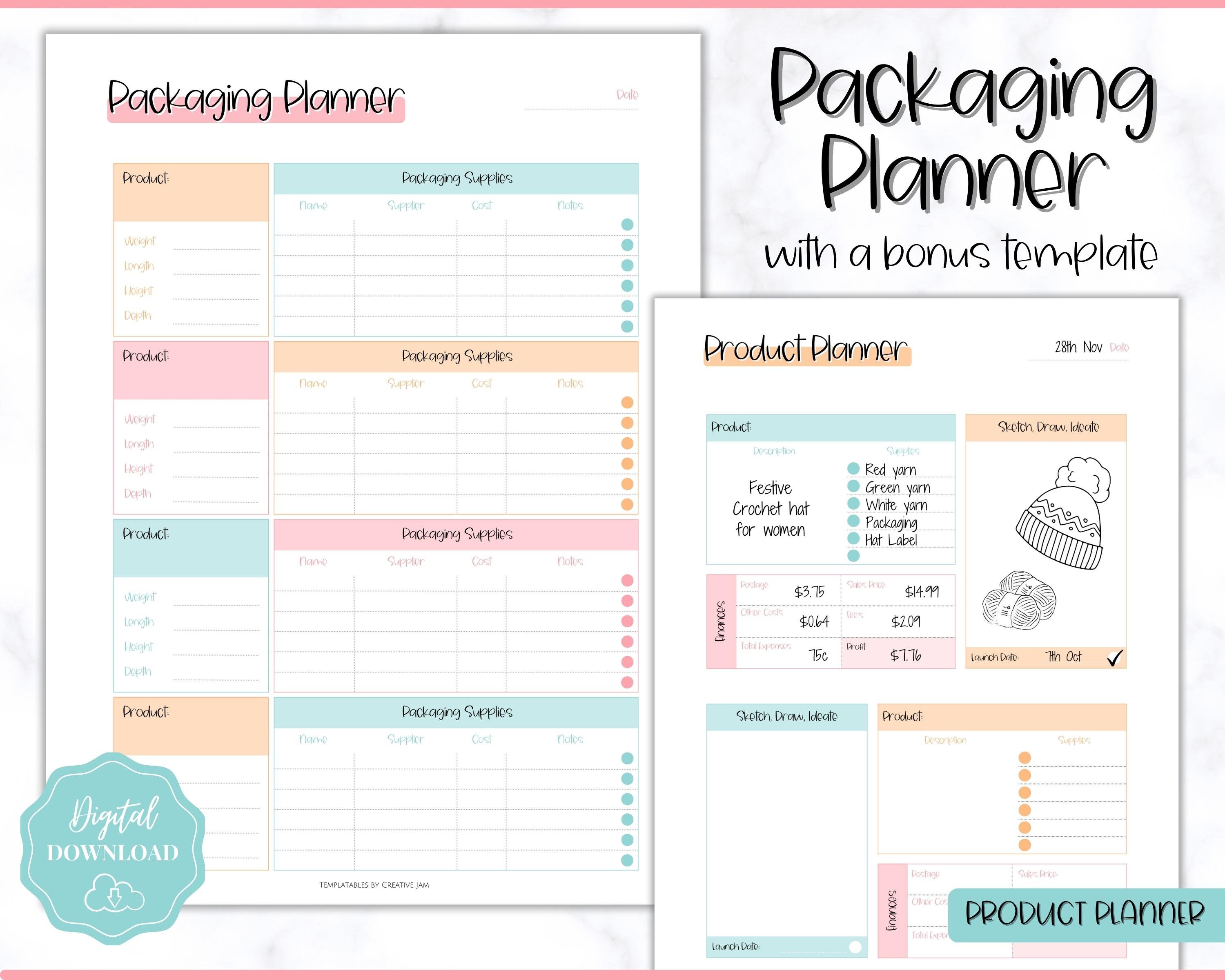 Packaging Planner Template, Small Business Plan, Packaging Supplies ...