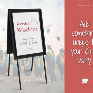 EDITABLE Graduation Words of Wisdom Sign Template, Graduate Advice ...