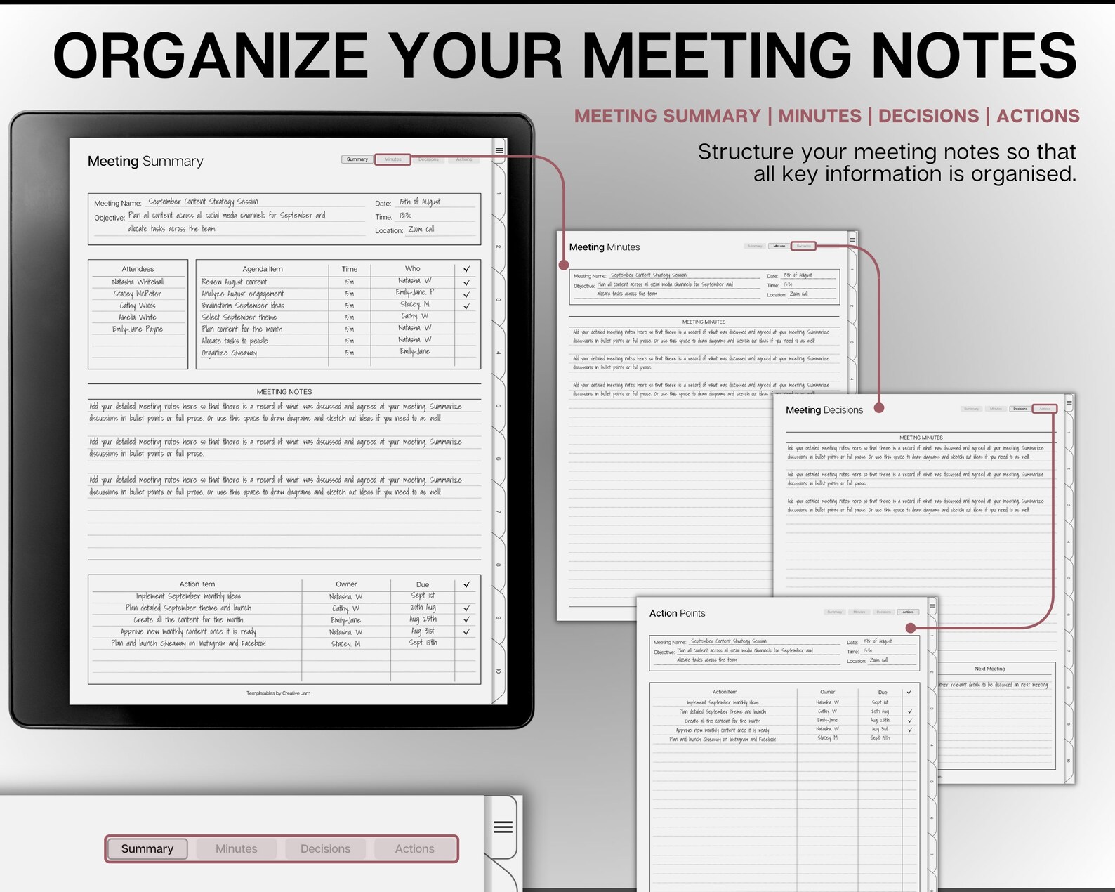 Templates for Kindle Scribe | Meeting Minutes, Meeting Agenda, Meeting ...