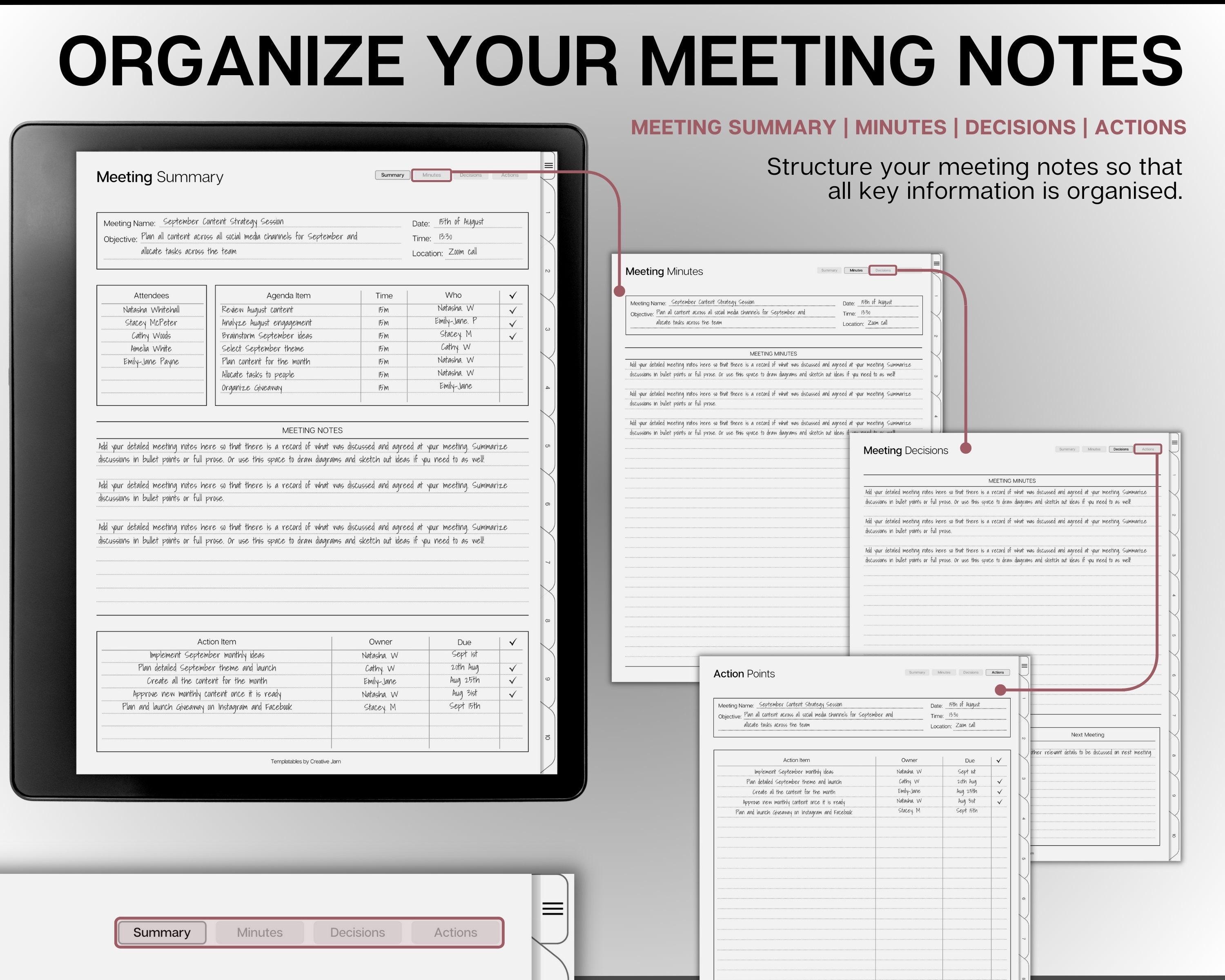 Templates for Kindle Scribe | Meeting Minutes, Meeting Agenda, Meeting ...