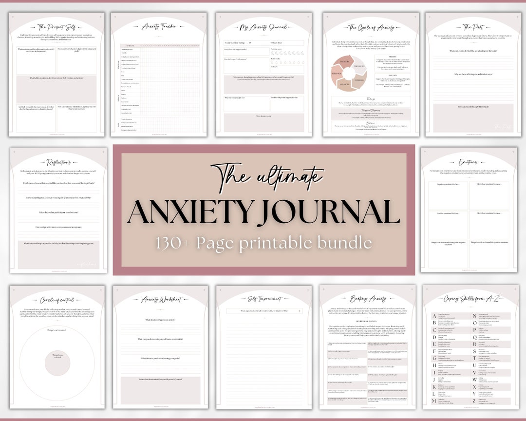 Anxiety Journal, Anxiety Worksheets, 130 Pg Anxiety Relief Workbook ...