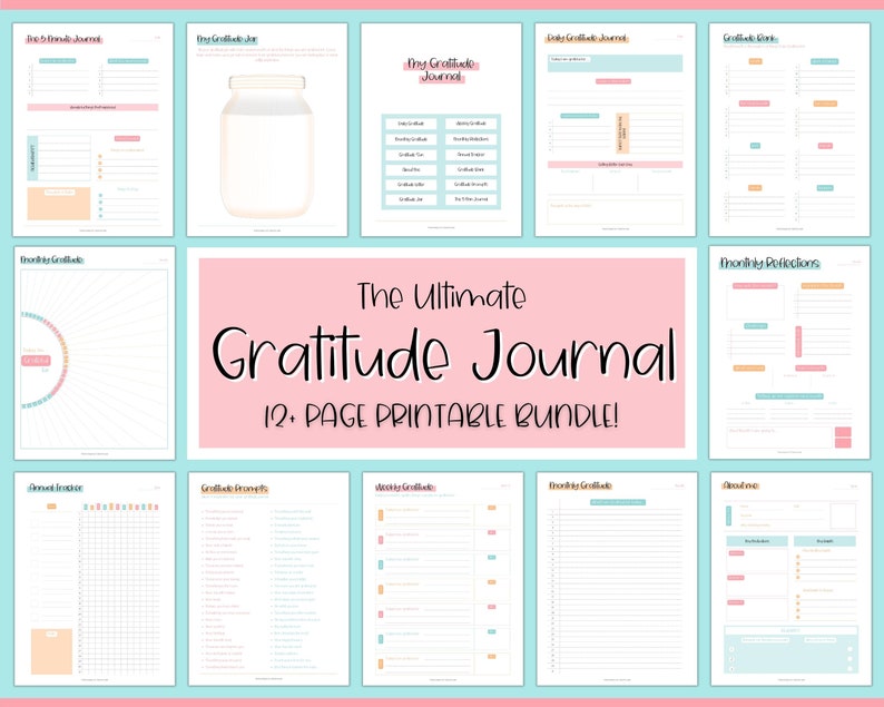 Gratitude Journal Printable BUNDLE Mindfulness Log Gratitude - Etsy