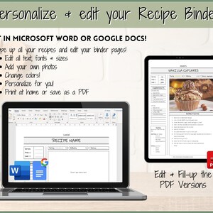 EDITABLE Recipe Binder Kit, Recipe Book Template BUNDLE, Cookbook Kit ...