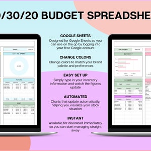 50/30/30 Budget Planner, Google Sheets Budget Spreadsheet, Automated ...