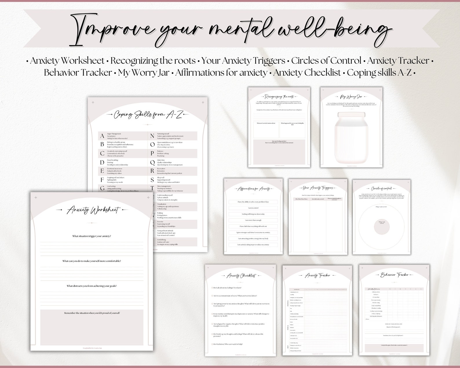Anxiety Journal, Anxiety Worksheets, 130 Pg Anxiety Relief Workbook ...