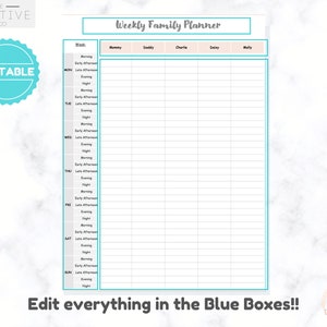 EDITABLE Weekly FAMILY PLANNER Command Center | Family Planner ...