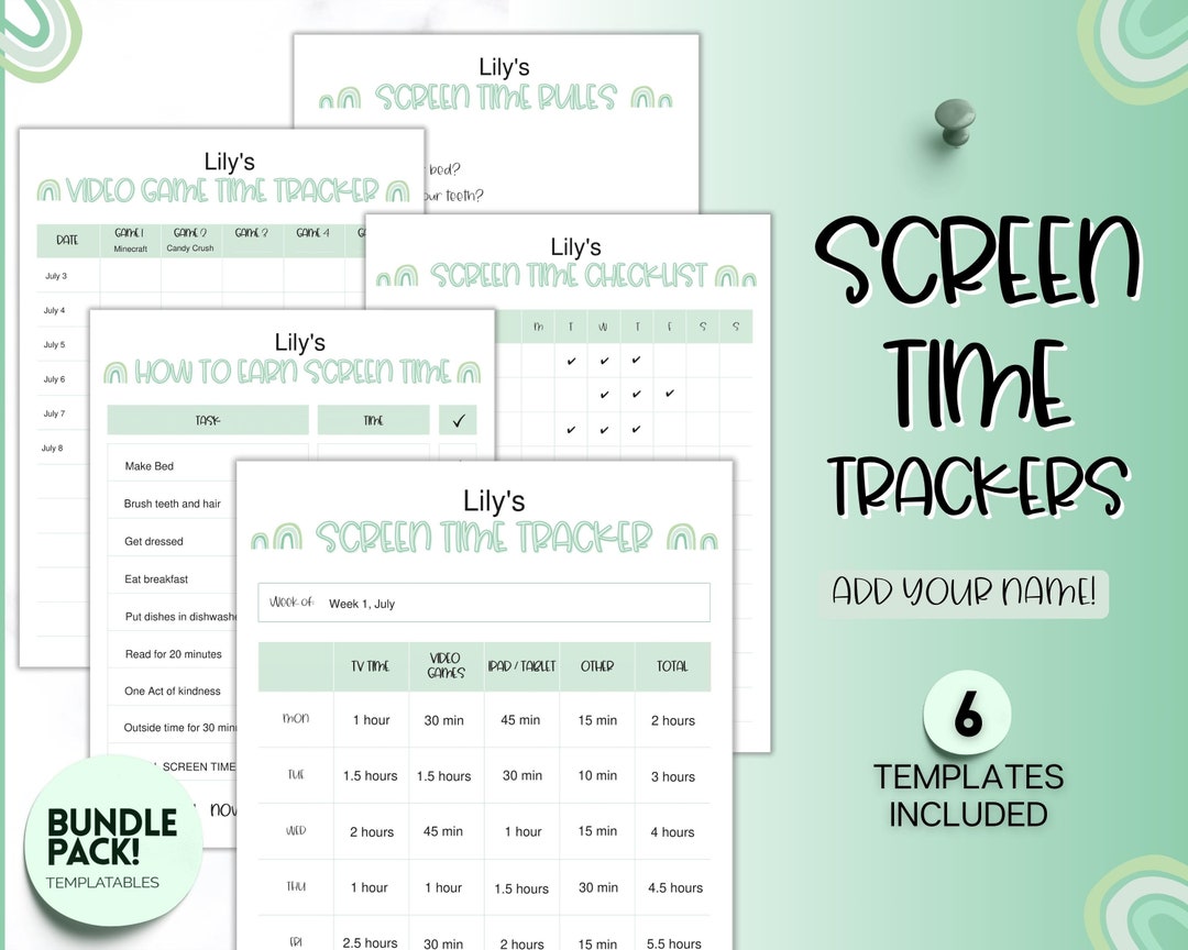 Editable Screen Time Checklist BUNDLE, Screentime Rules, to Do List for ...