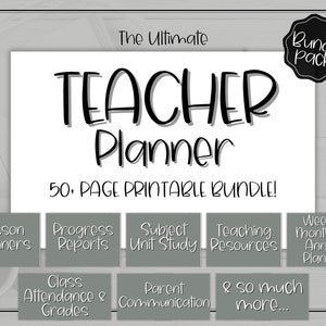 Printable Teacher Planner, 50+ Pg BUNDLE, Homeschool Teacher, Academic ...