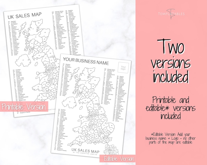 EDITABLE UK Sales Map Business Postcode Sales Map Color in - Etsy UK