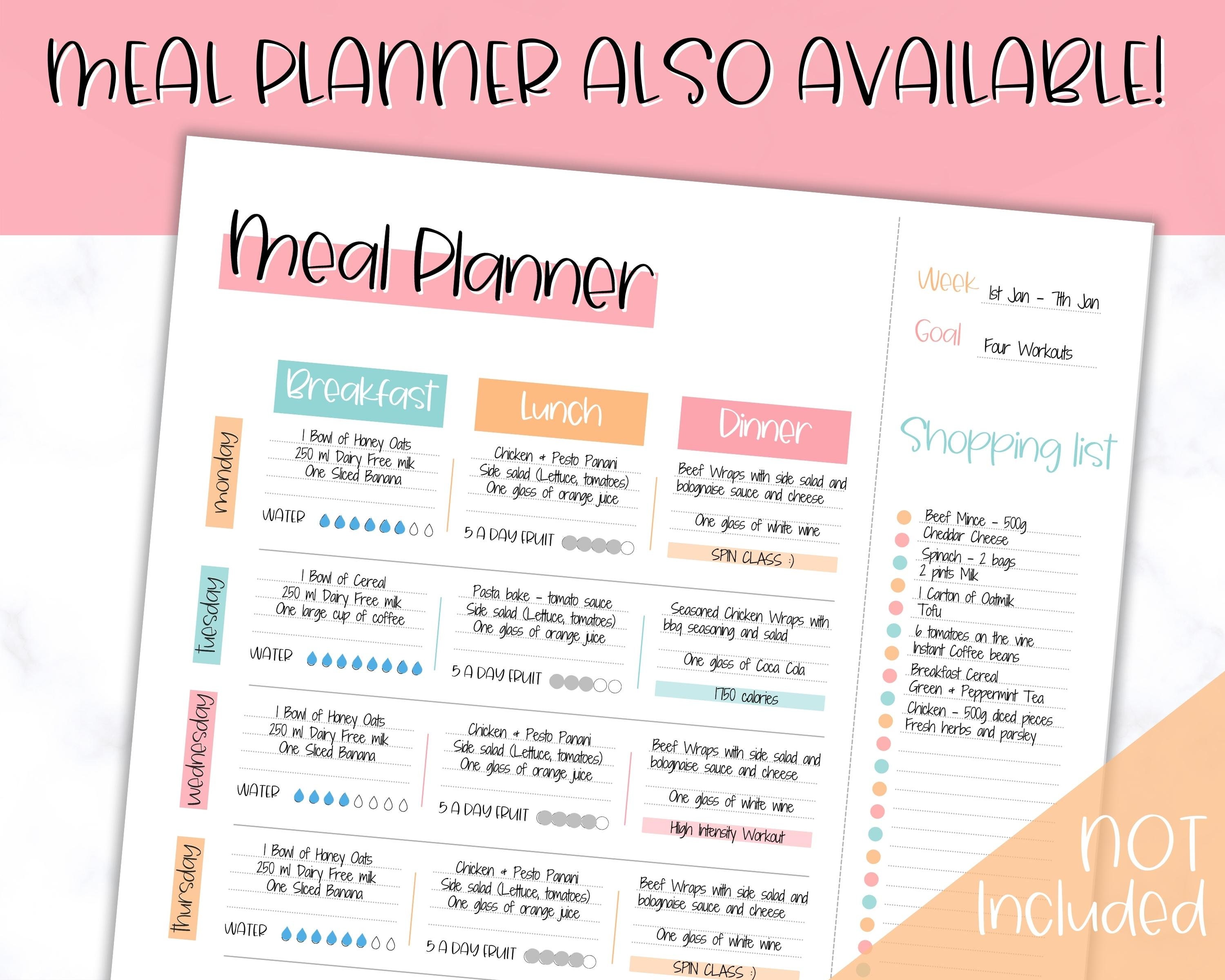 Daily Food Diary Printable Colorful Food Journal Diet & - Etsy