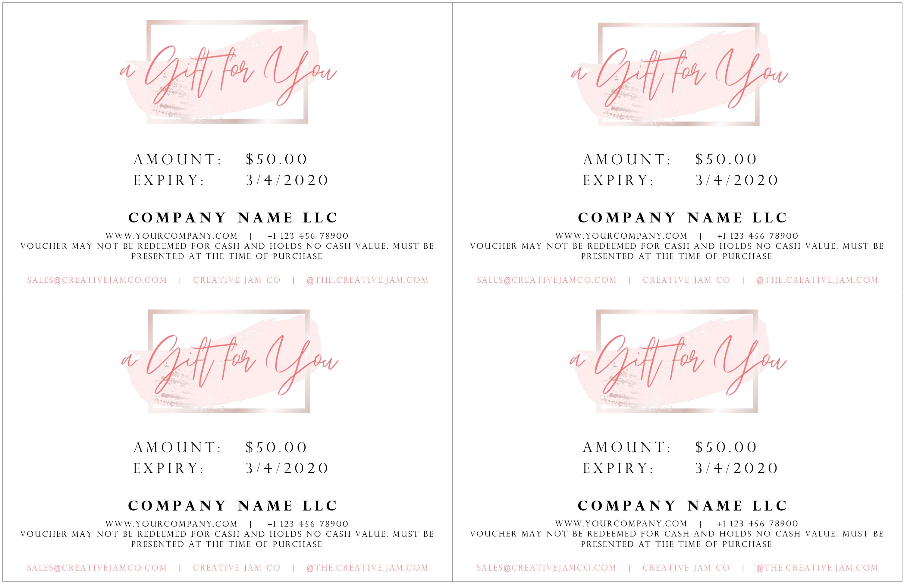Gift Voucher Gift Certificate Template. Editable Gift Card | Etsy