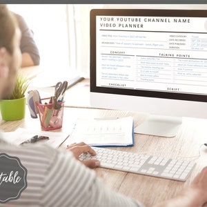 Youtube Planner, Video Planner, Social Media Content Calendar, EDITABLE ...