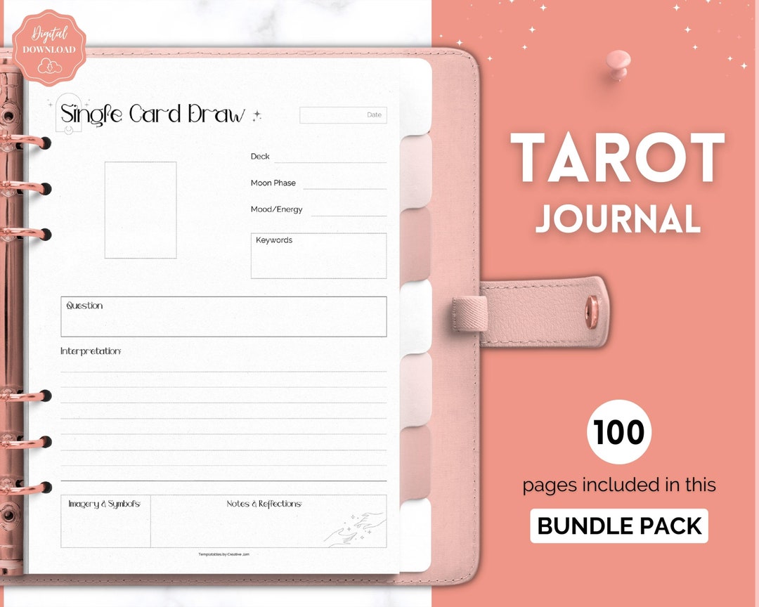 Tarot Planner, 100+ Pg Printable Tarot Journal Workbook, Daily Card ...