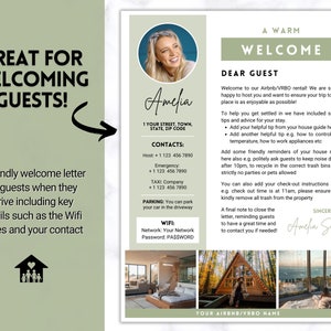 Airbnb & VRBO Welcome LETTER Template, Editable Canva Air Bnb House ...
