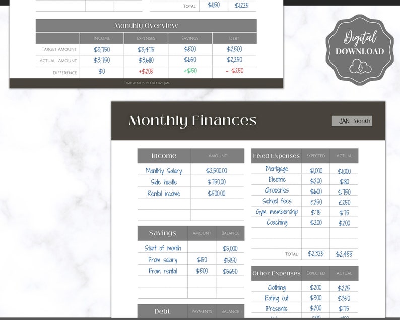 Financial Planner Printable BUNDLE Budget Template Savings | Etsy