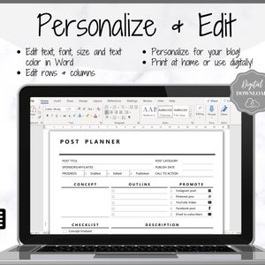 Blog Post Planner Templates! EDITABLE Blogger Bundle! Blog Planner ...