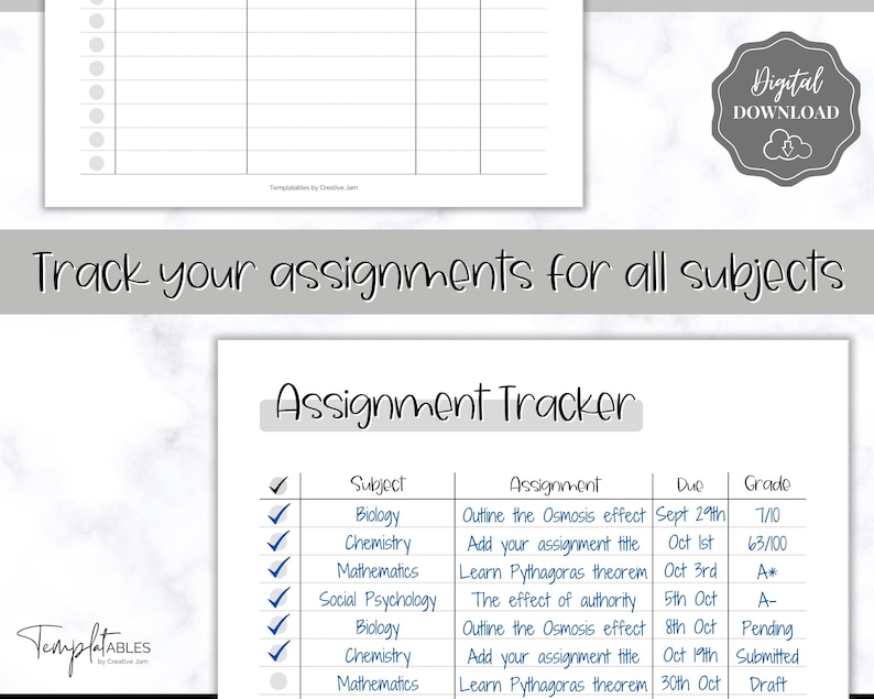 Assignment Planner BUNDLE Printable Assignment Tracker for - Etsy