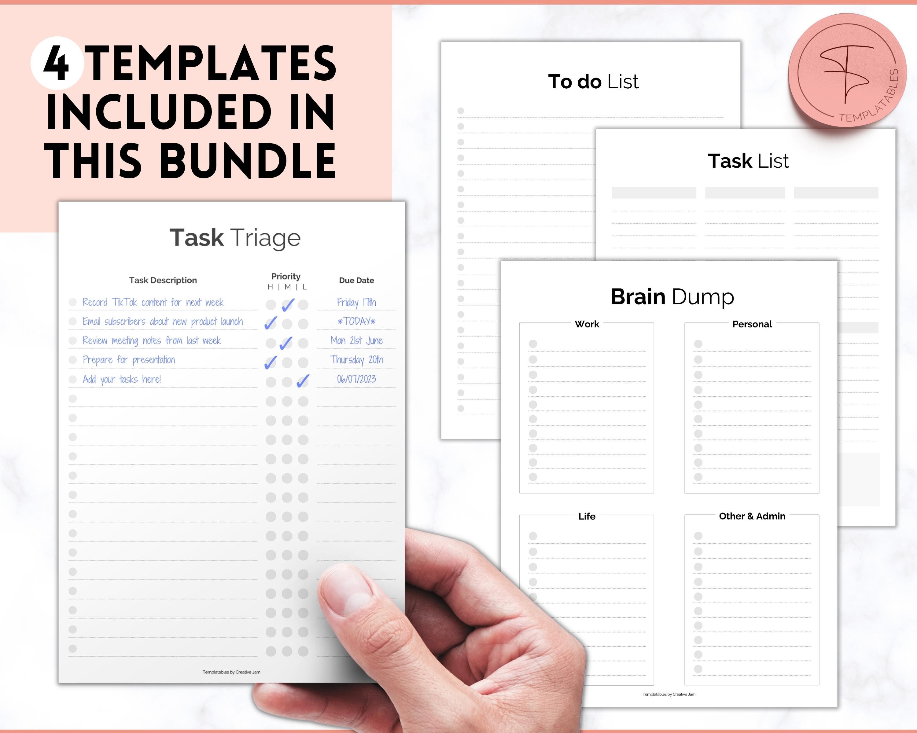 Task Triage to Do List Printable Brain Dump Template Task - Etsy Australia