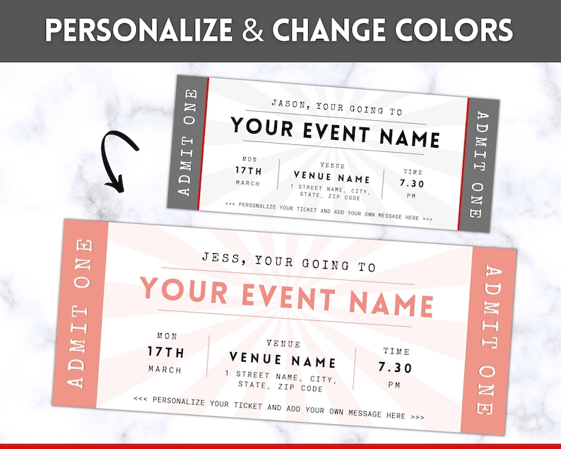 Event Ticket Template EDITABLE DIY Event Printable Surprise - Etsy UK