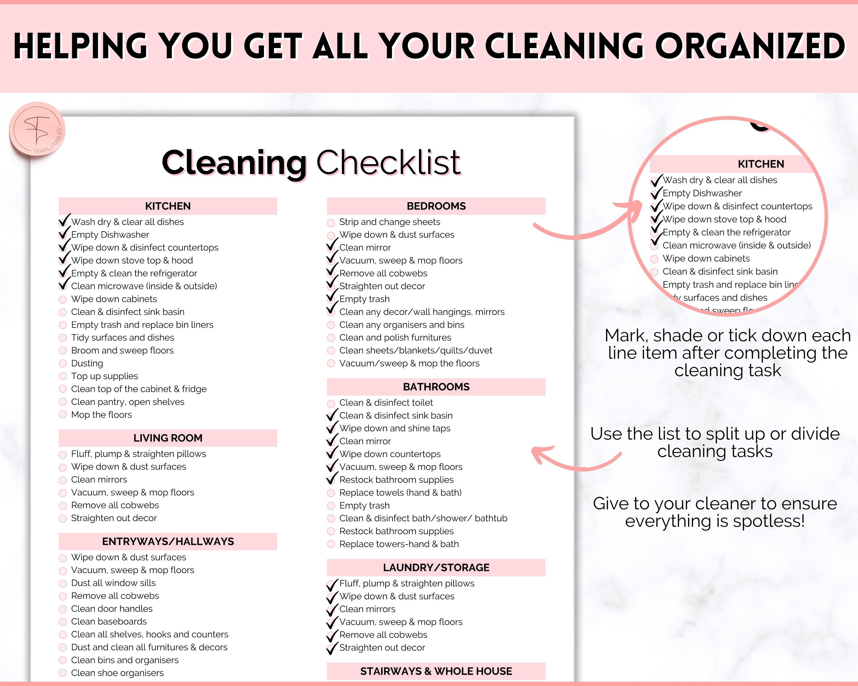 Master Cleaning Checklist Printable Cleaning Planner - Etsy UK