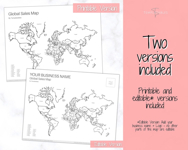 EDITABLE GLOBAL Sales Map Etsy World Sales Tracker Business - Etsy