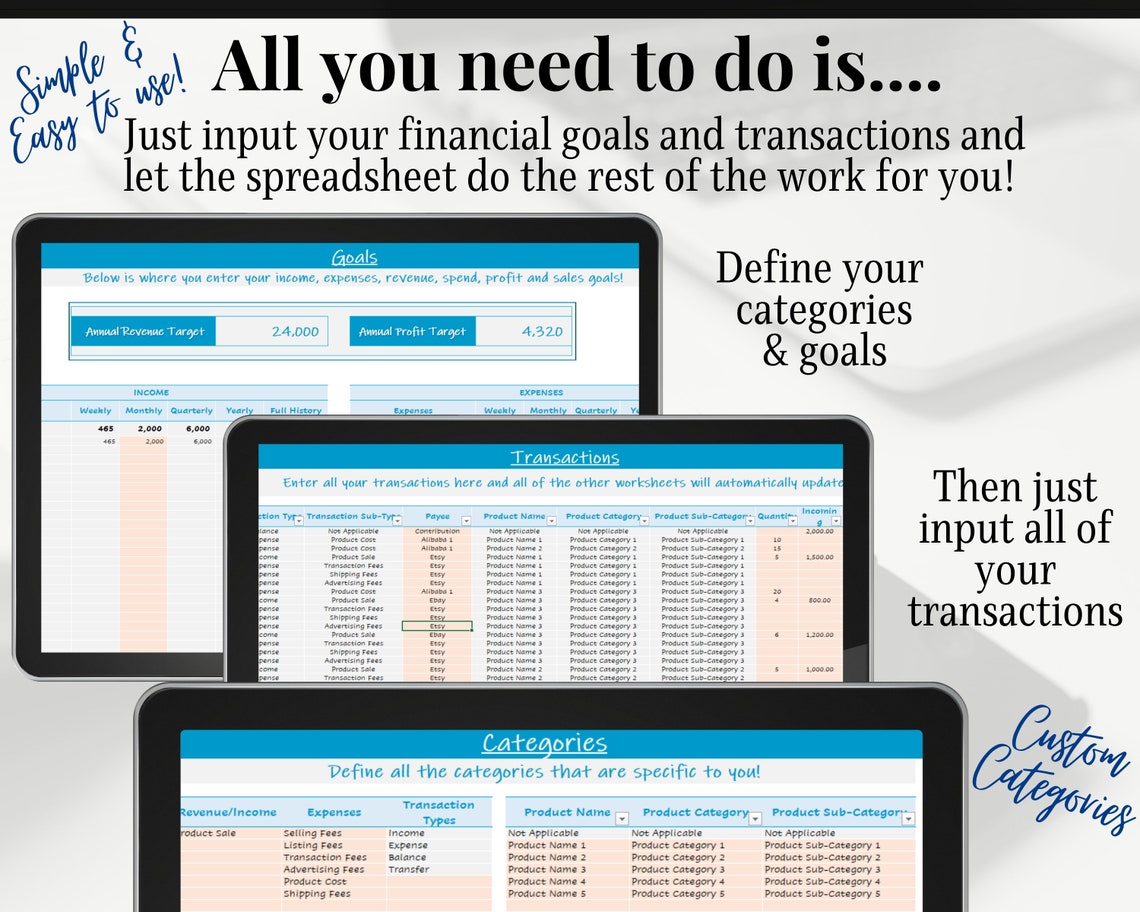 Small BUSINESS Tracker. Editable Spreadsheet for Your Business ...