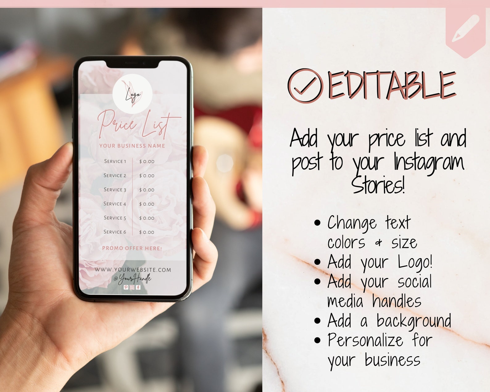 PRICE LIST Template Instagram Story Canva Price List Template - Etsy
