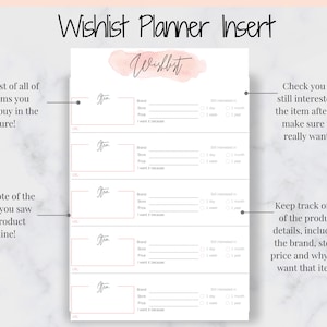 Wishlist Insert Printable Tracker Template. Christmas, Birthday ...