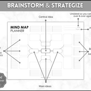 Mind Map Template, Printable Mind Map Planner, Study Guide Template ...
