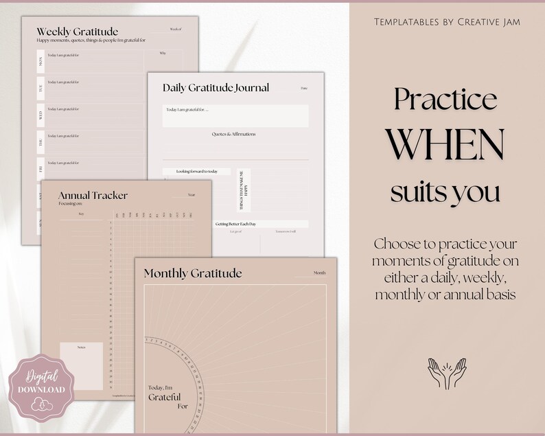 Printable Gratitude Journal BUNDLE Mindfulness Log Gratitude - Etsy