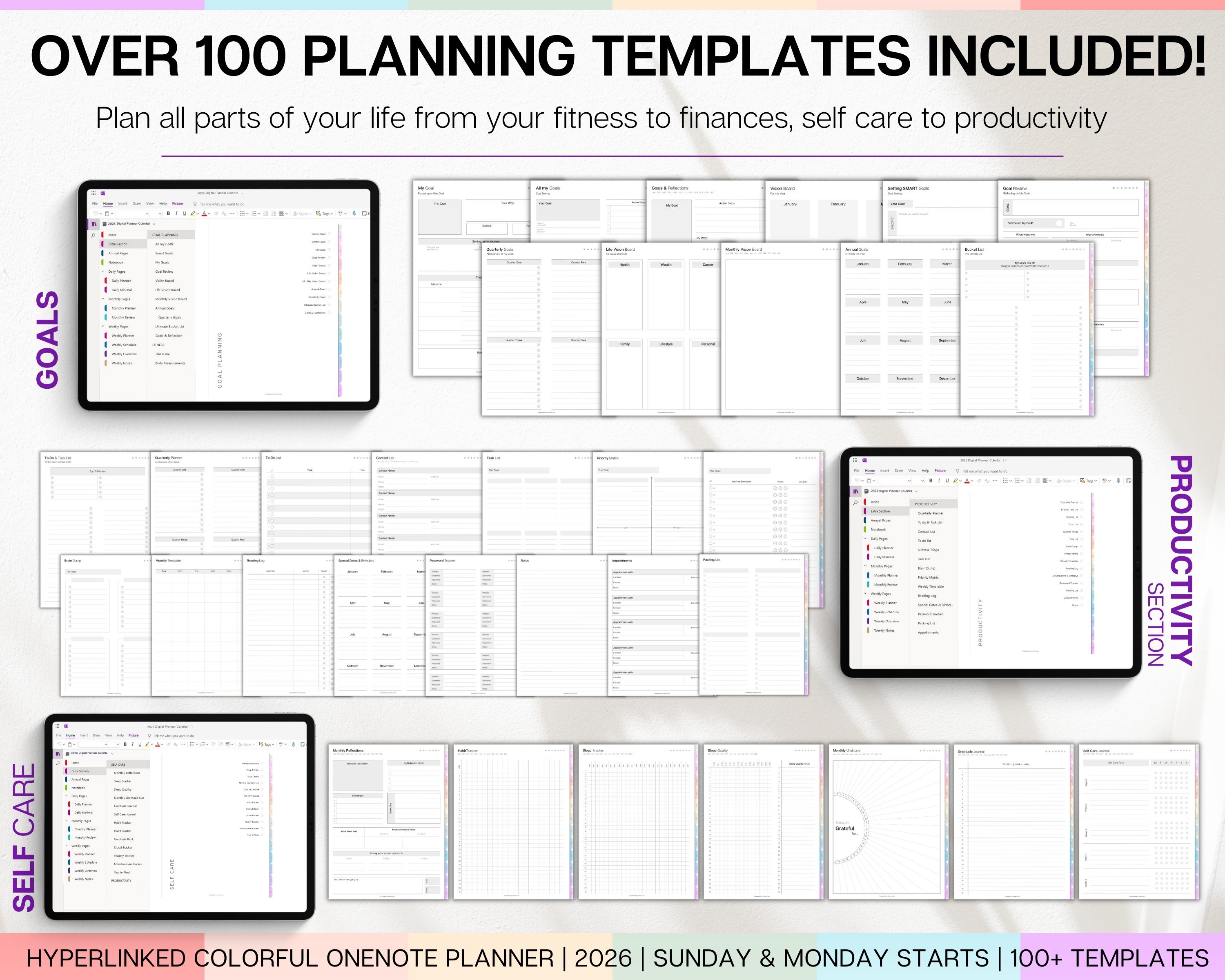 COLORFUL Onenote Planner, 2026 Digital Planner, Onenote Template, Daily ...