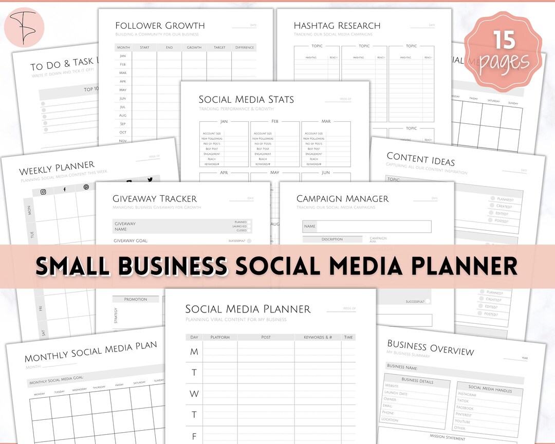 Small Business SOCIAL MEDIA Planner, Content Planner Printable ...