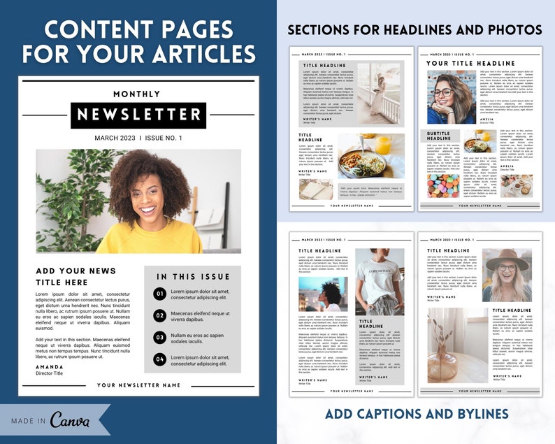 EDITABLE Newsletter Template 45 Canva Templates Monthly - Etsy Canada