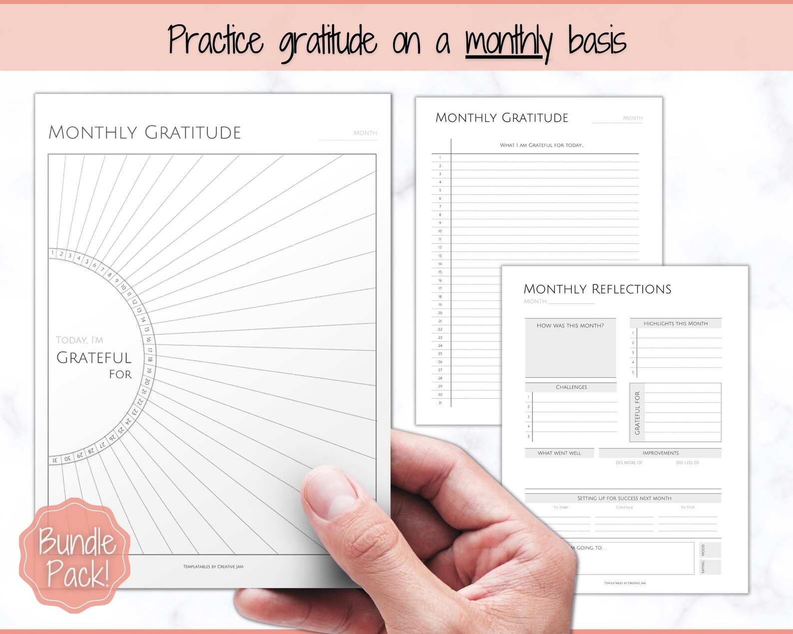 Gratitude Journal Printable BUNDLE Mindfulness Log Gratitude - Etsy