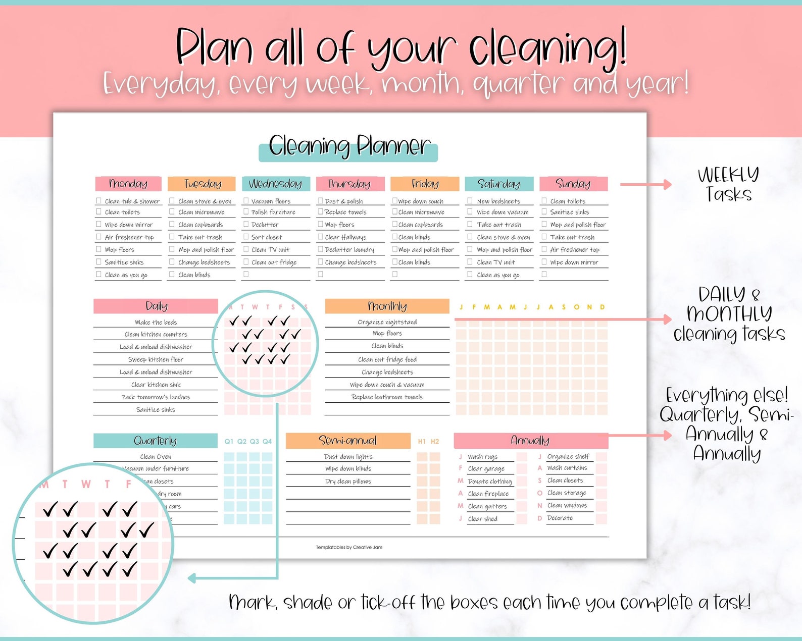 EDITABLE Cleaning Planner, Cleaning Checklist, Cleaning Schedule ...